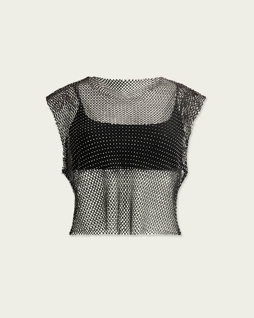 Calytrix Sparkle Fish Net Top Black | ALLSAINTS US